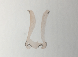 Nase malen lernen - Anleitung für eine Nase in Aquarellfarbe